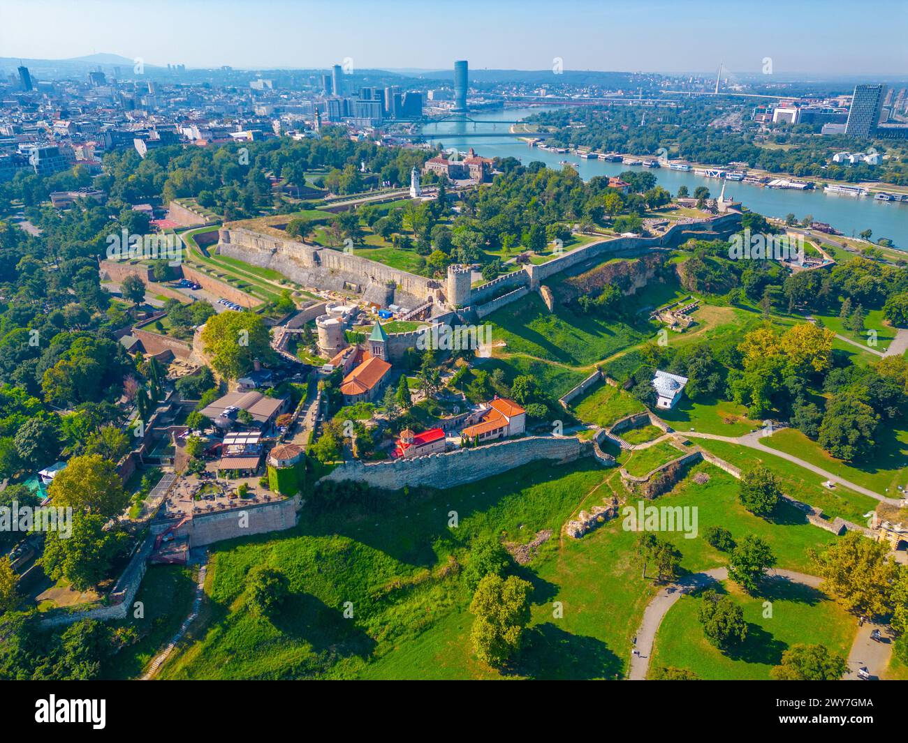 Panorama view of Kalemegdan fortress in Serbian capital Belgrade Stock ...