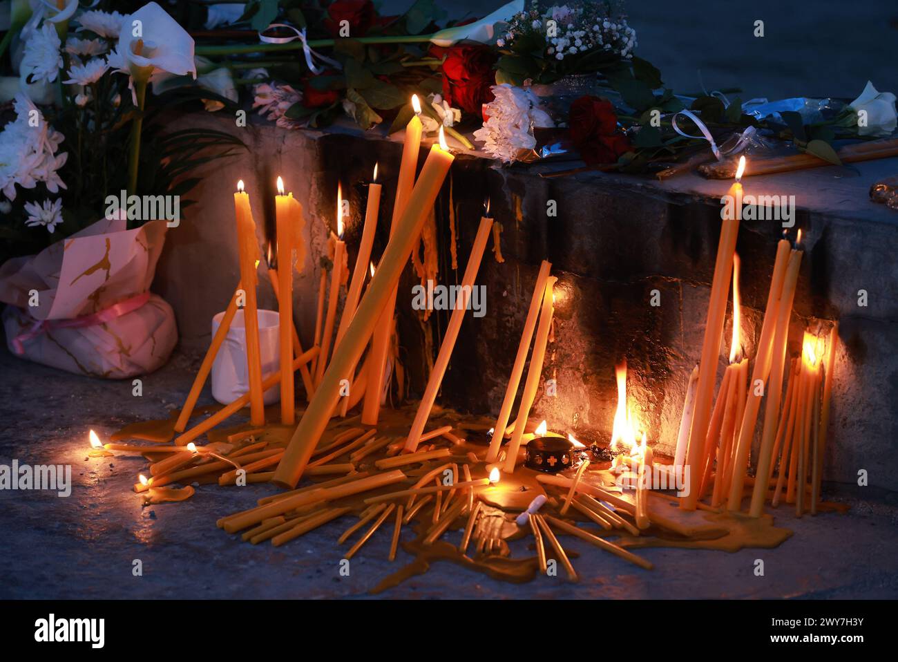 Bor, Serbia, on April 4, 2024. In the city center of Bor, grieving ...
