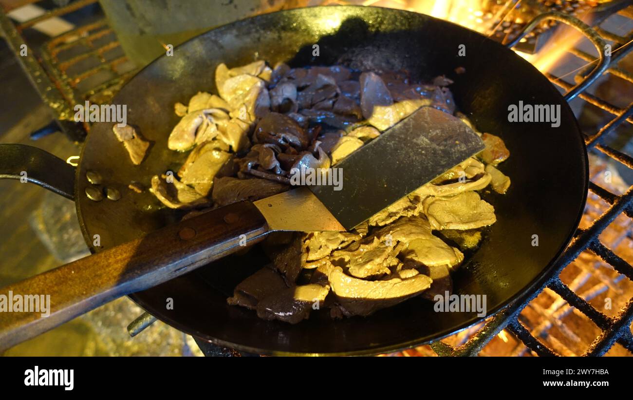 Reindeer meat cooked over high heat during this winter Stock Photo - Alamy