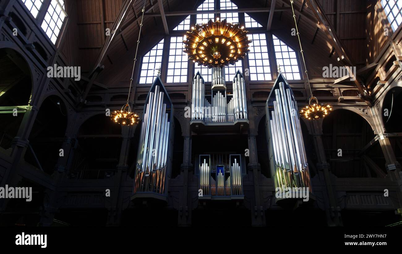 Pipe organ of a church in a small town in northern Sweden Stock Photo ...
