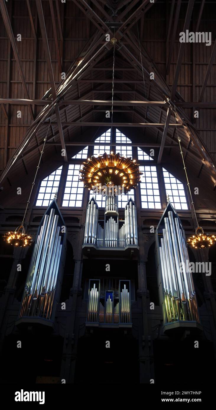 Pipe organ of a church in a small town in northern Sweden Stock Photo ...