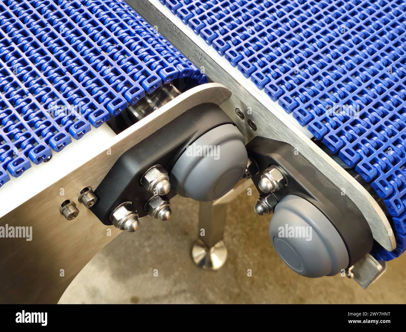 Electric motors and rolls in the stainless steel conveyor system with ...