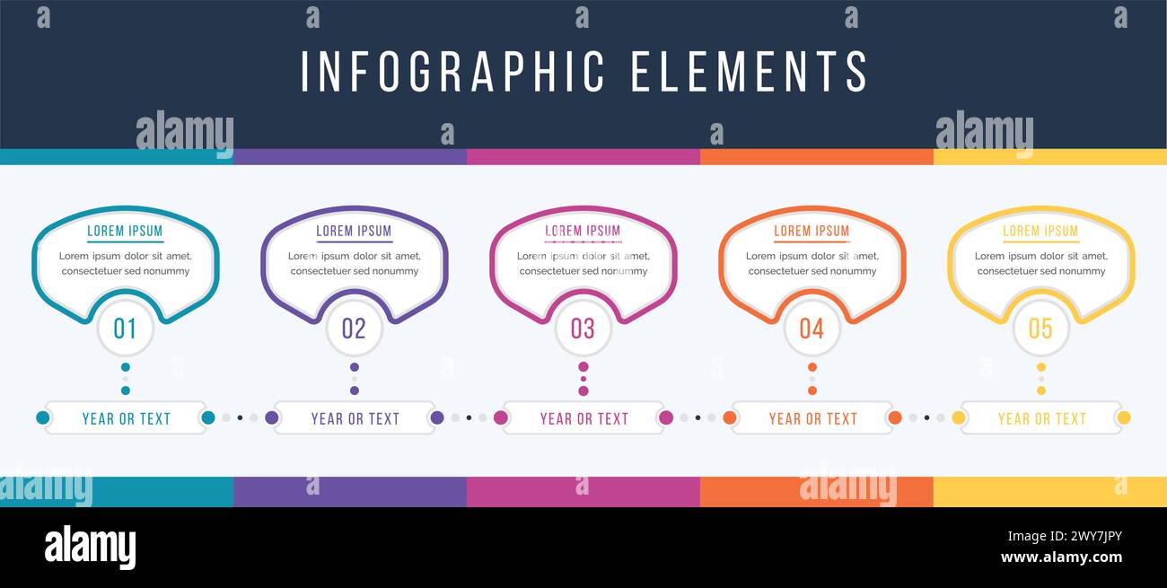 Infographics 5 elements timeline objects for business information ...