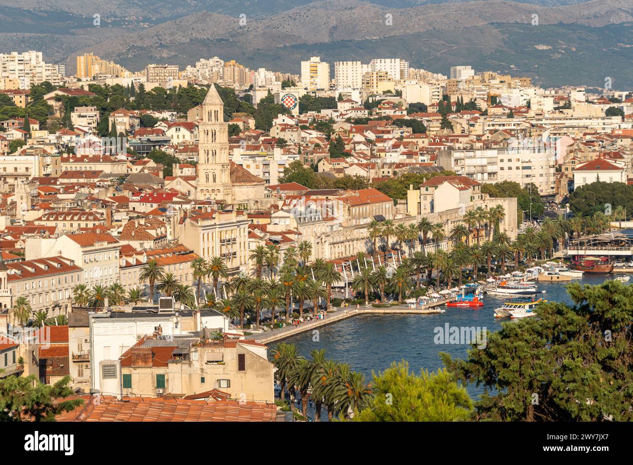Split cityscape seen from Marjan Hill, the best viewpoint of the city ...