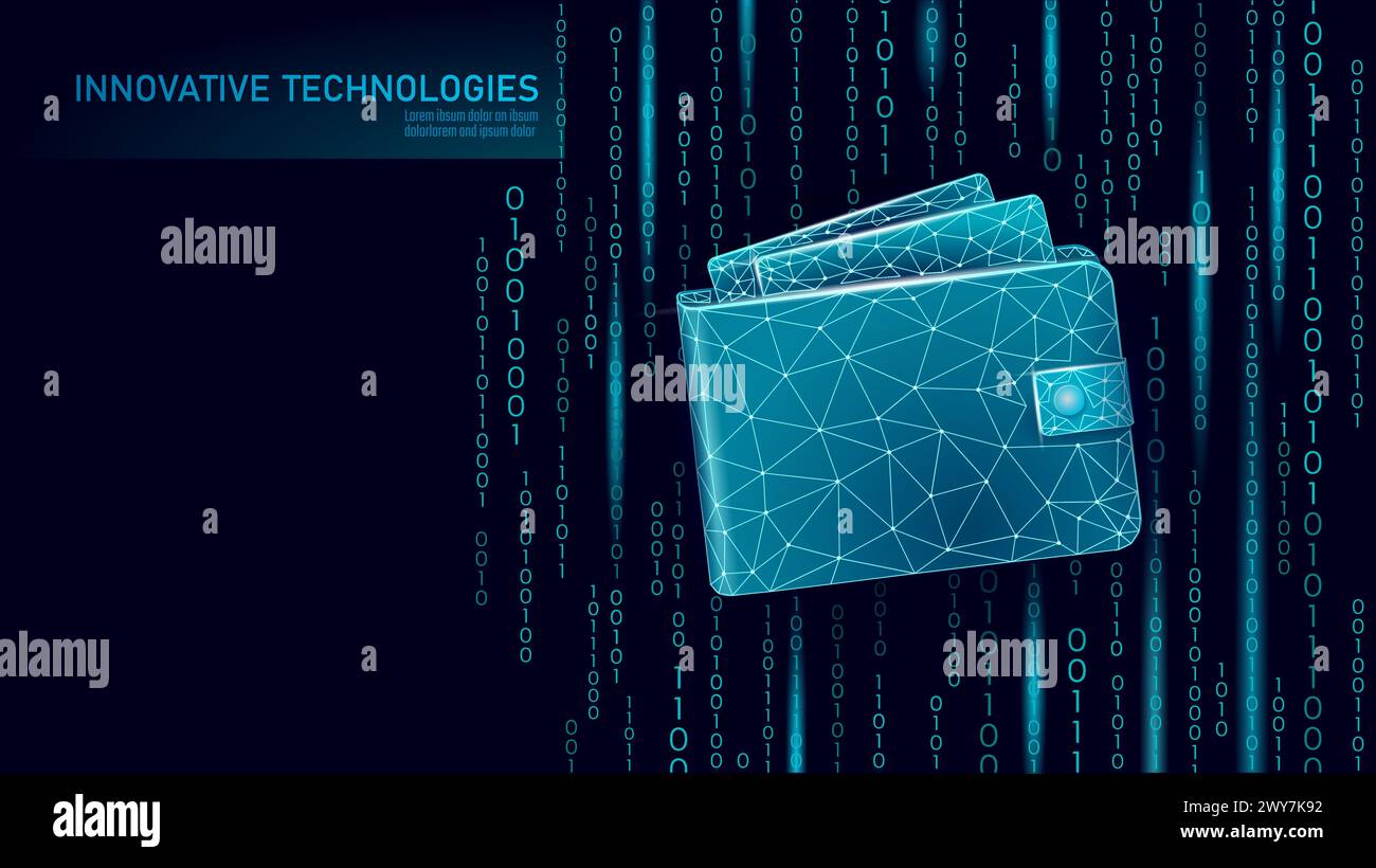 Low poly Online technology wallet. Future e-commerce digital ...