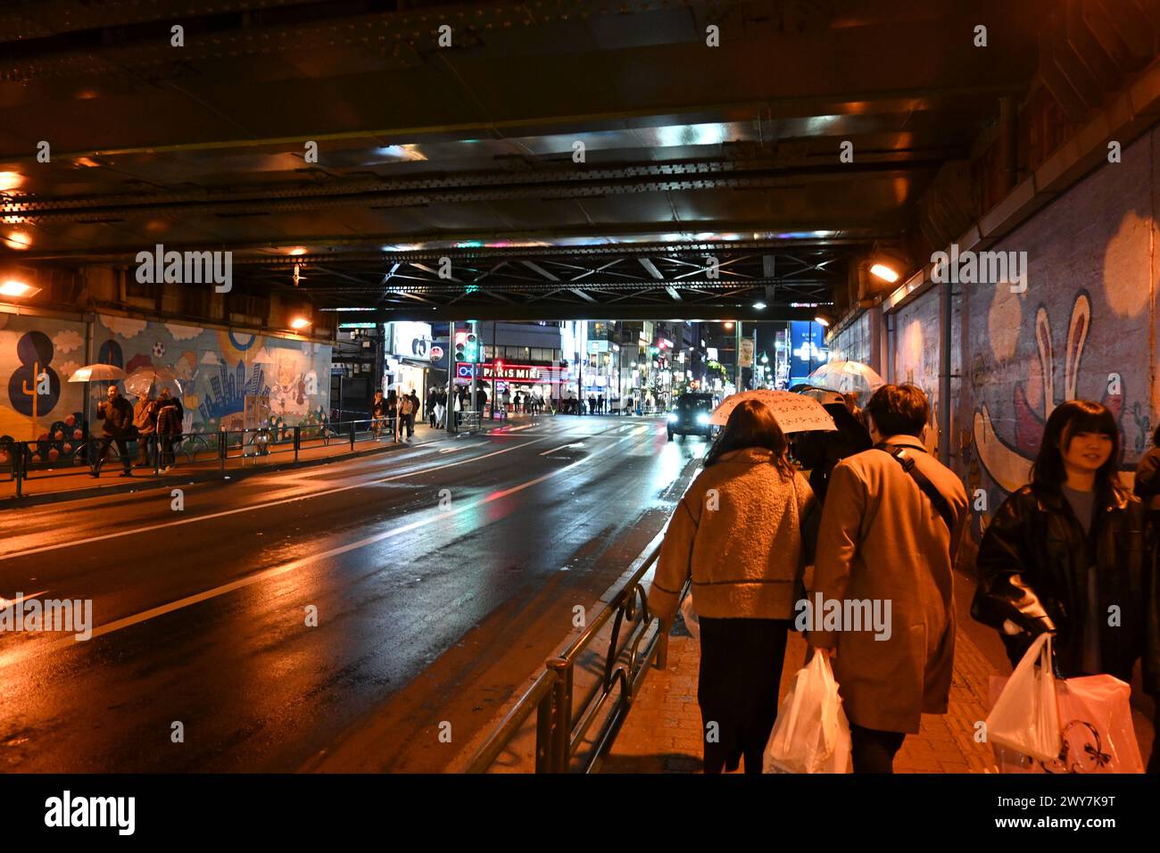 Under a rail bridge near shin-okubo station at night – Ōkubo, Shinjuku ...