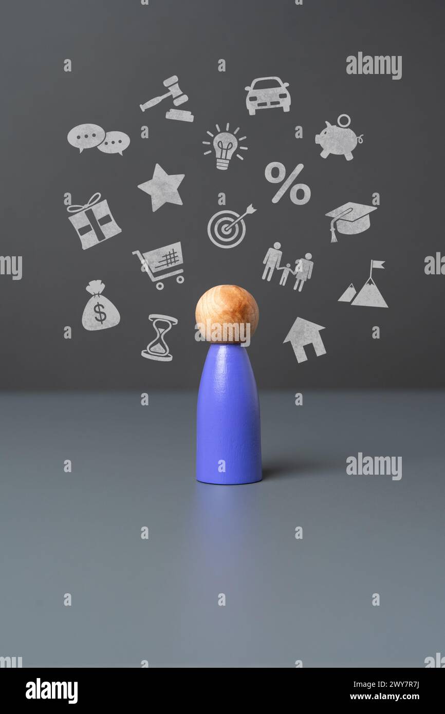 Man and everyday worries. The busy life of a modern person ...