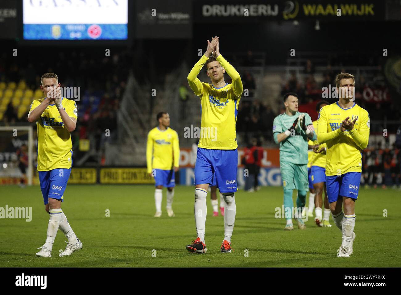 WAALWIJK - (l-r) Julian Lelieveld of RKC Waalwijk, Michiel Kramer of RKC Waalwijk, Reuven ...