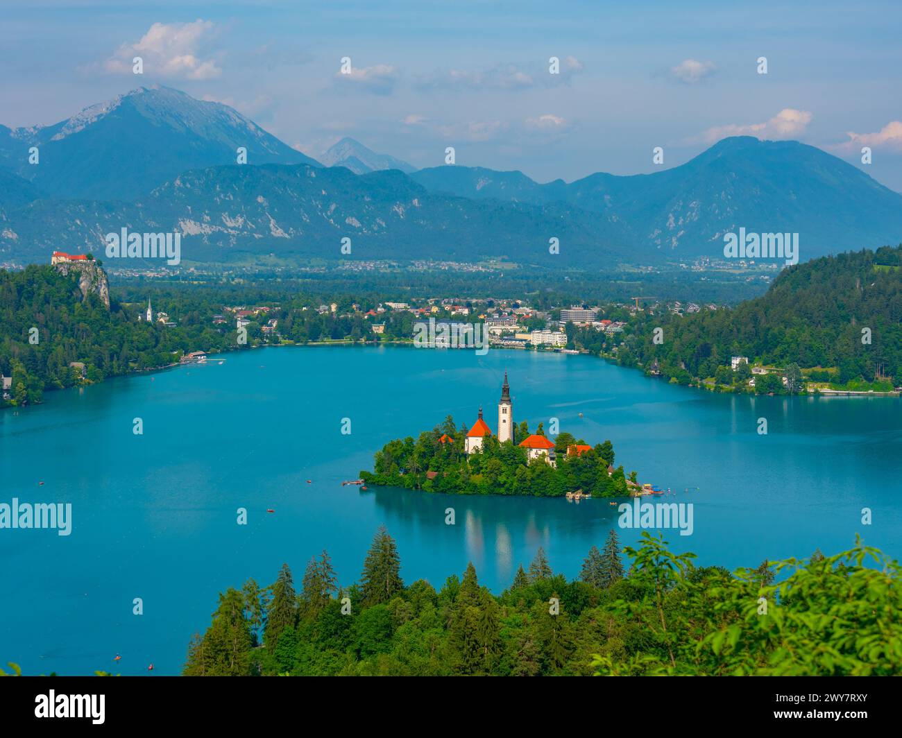Aerial view of lake Bled in Slovenia Stock Photo - Alamy