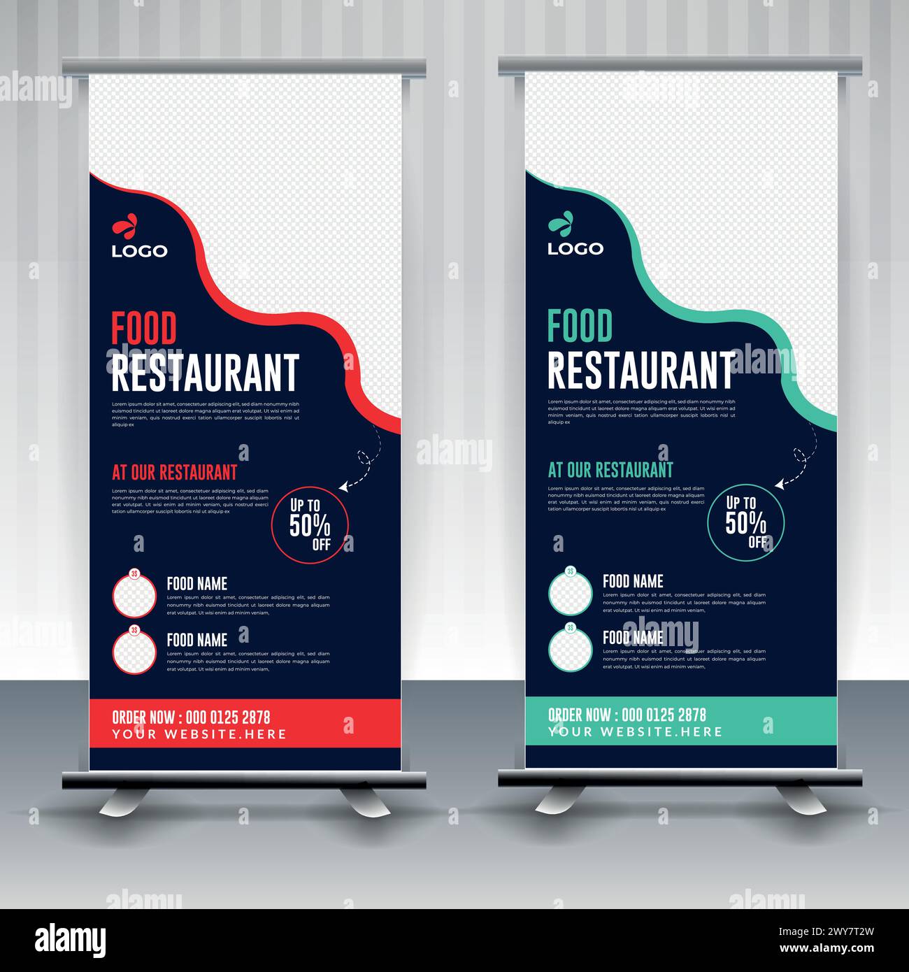 Food menu and restaurant Modern food rollup banner design Stock Vector ...