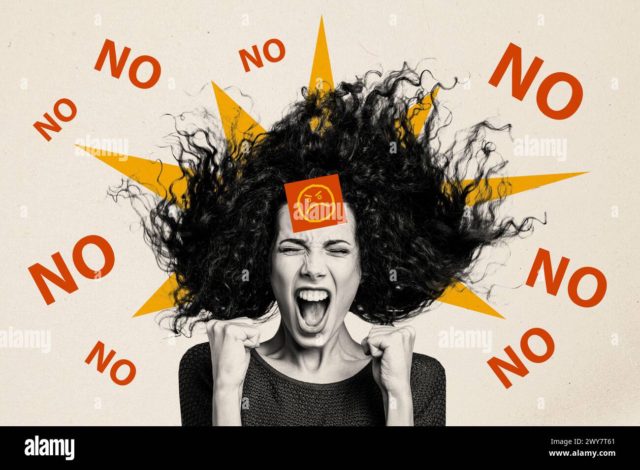 Trend artwork composite 3D photo collage of black white angry mad ...