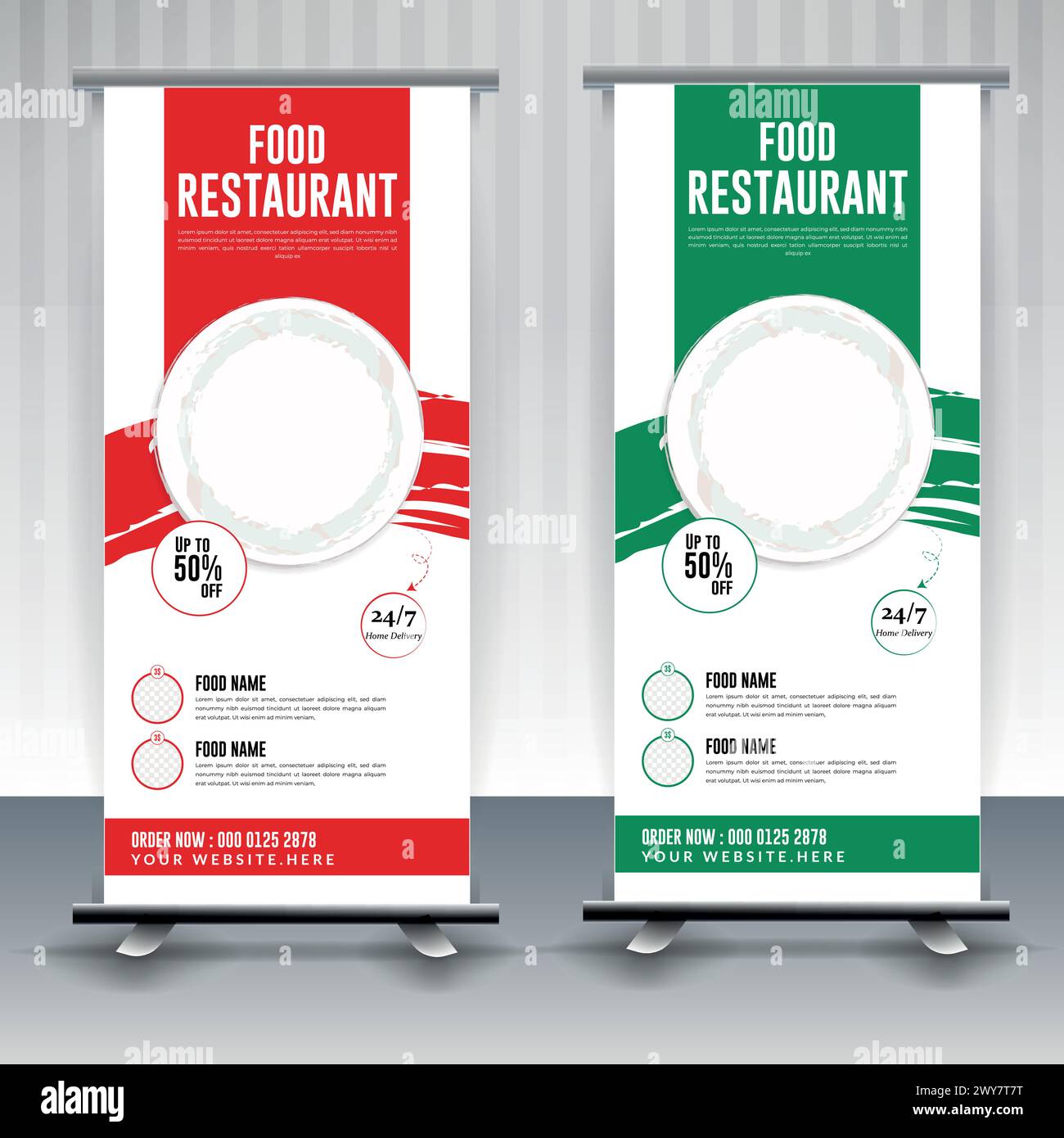 Food menu and restaurant Modern food rollup banner design Stock Vector ...