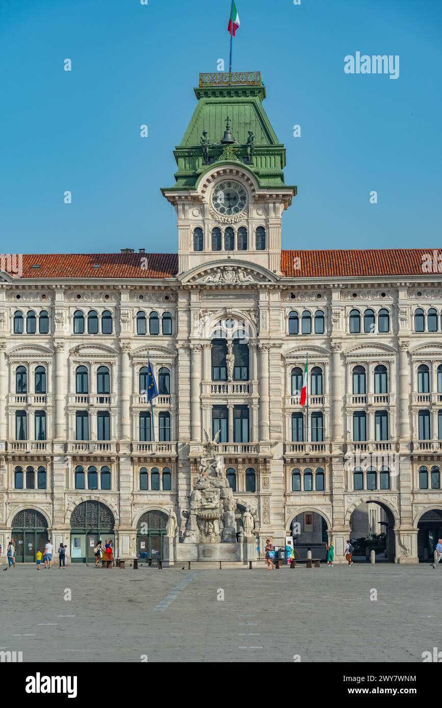 Town hall at the Piazza della UnitГ d'Italia in Italian town Trieste ...