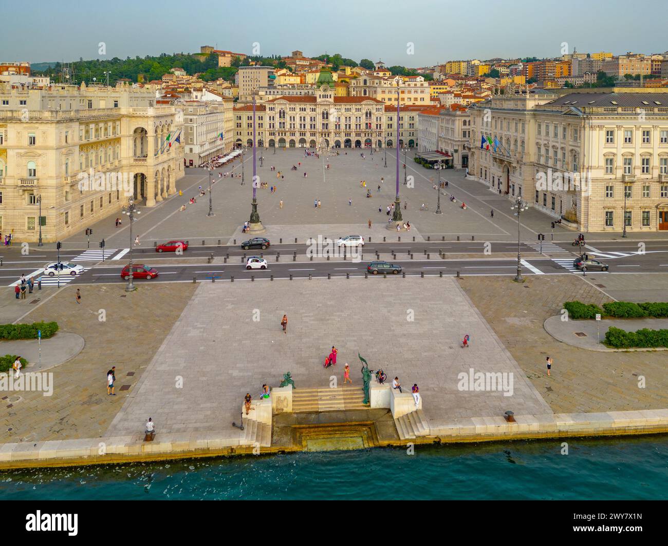 Aerial view of Piazza della UnitГ d'Italia in Italian town Trieste ...
