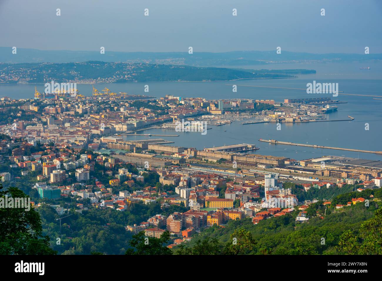Panorama view of Italian town Trieste Stock Photo - Alamy