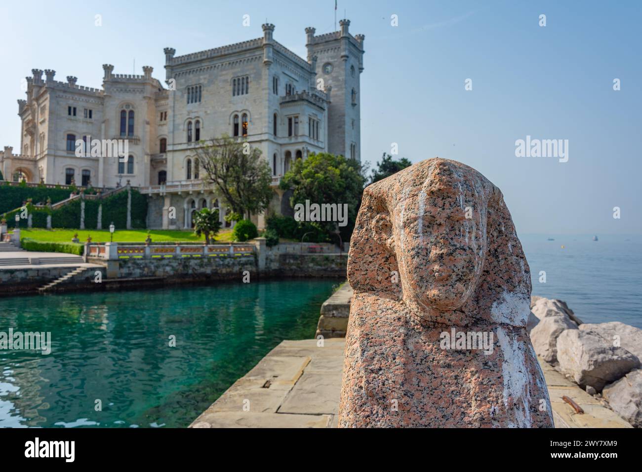 Sphinx statue at the Castel di Miramare in Italian town Trieste Stock ...