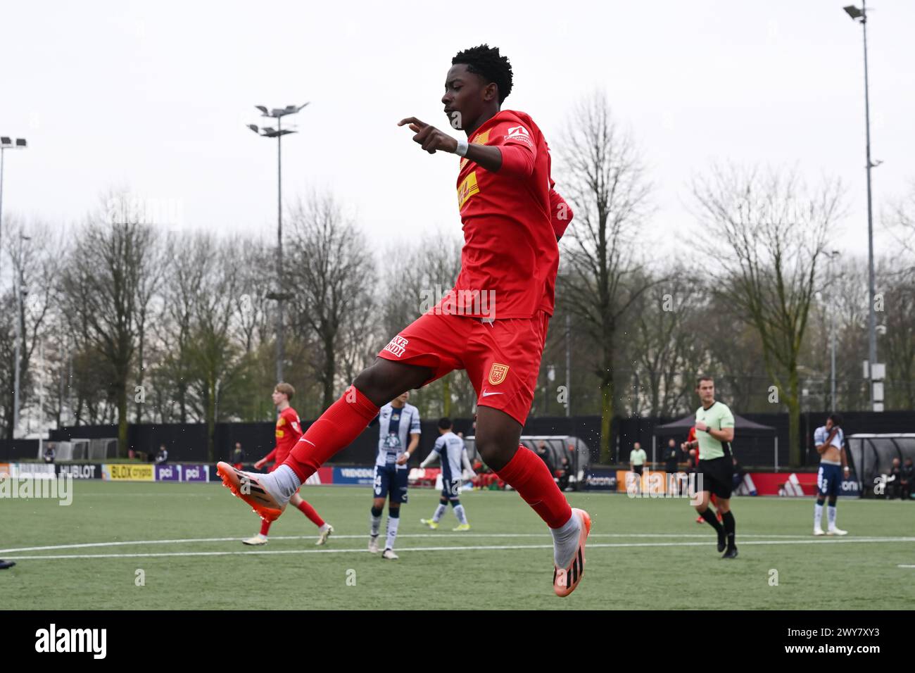 AMSTERDAM - Oume Arthur Israel FC Nordsjaelland U17 celebrates his goal ...