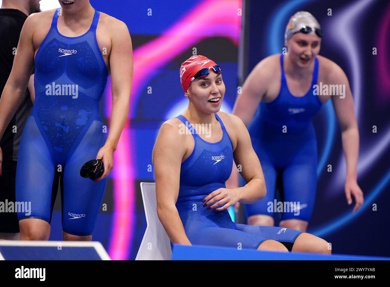 Freya Colbert reacts after the Women's 400m IM Paris Final on day three ...