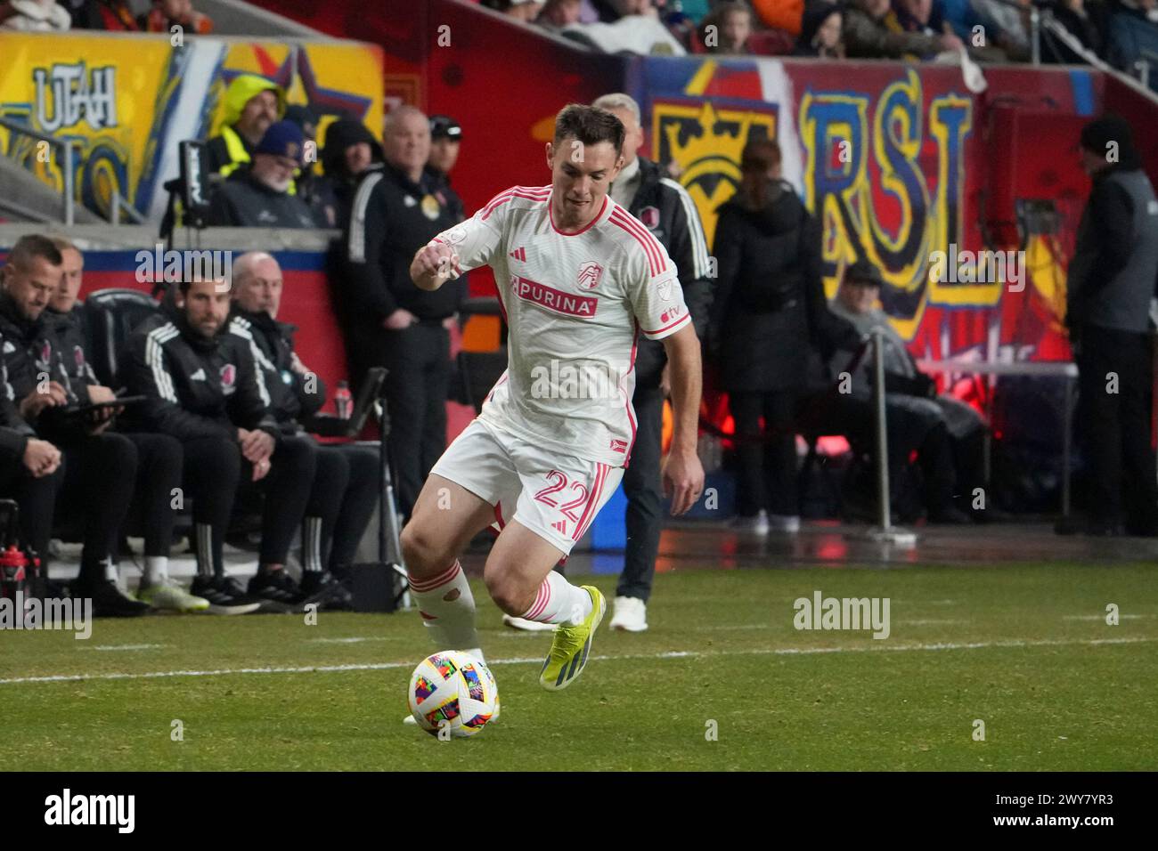 March 30. 2024: Saint Louis City SC defender Kyle Hiebert (22) in ...