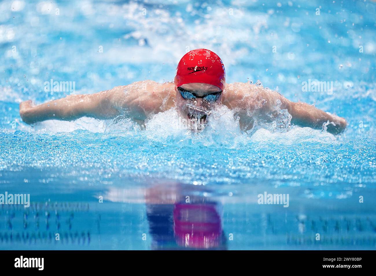 Max Litchfield in action during the Men's 400m IM Paris Final on day ...