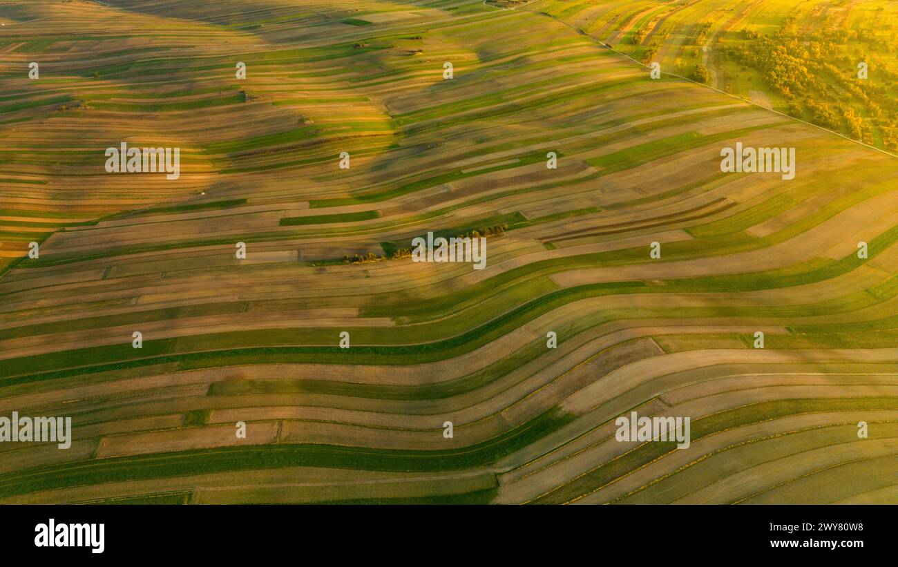 Aerial view from drone Suloszowa village in Krakow County. Picturesque ...