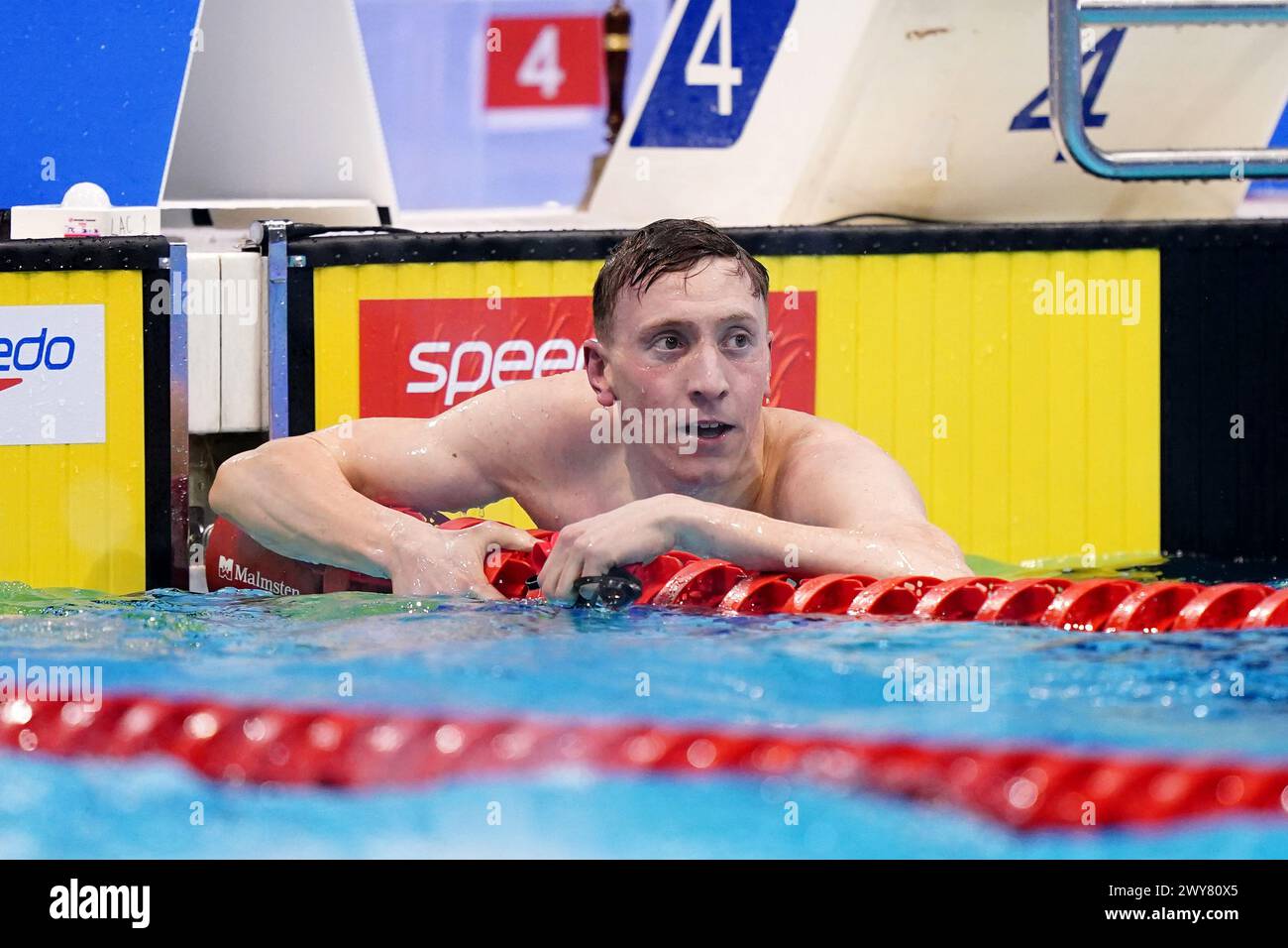 Max Litchfield reacts after winning the Men's 400m IM Paris Final on ...