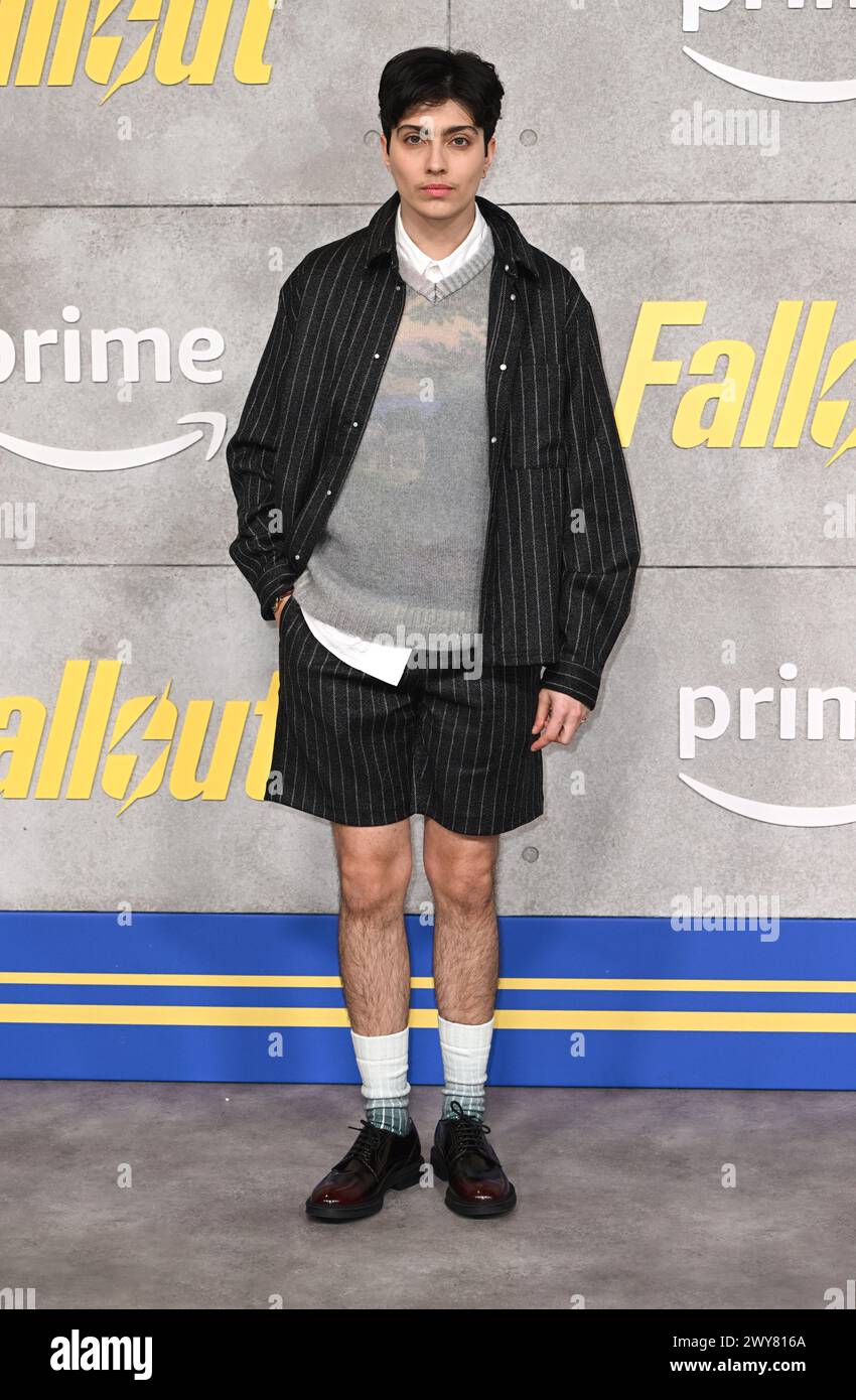 London, UK. April 4th, 2024. Xelia Mendes-Jones arriving at the Fallout ...