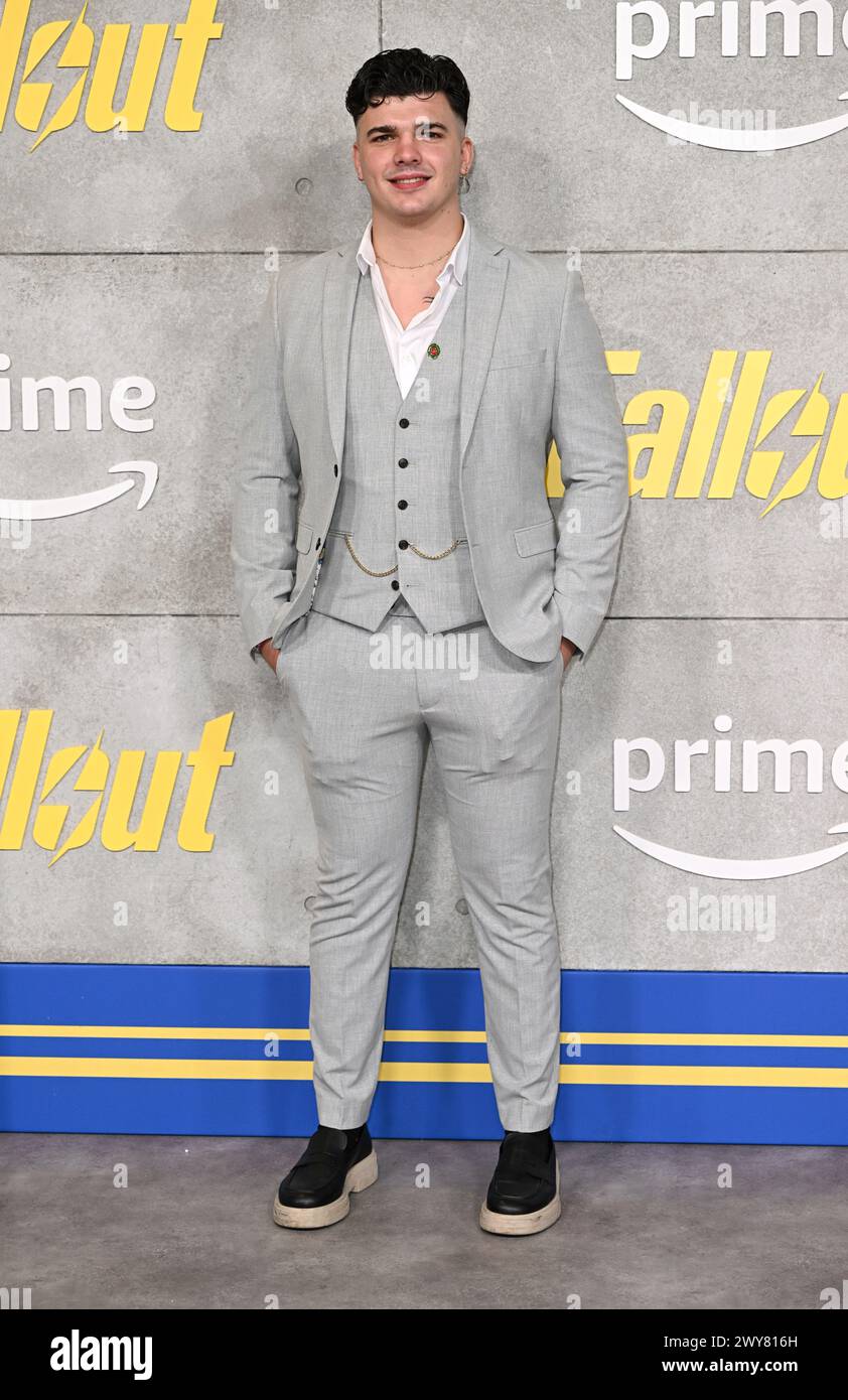 London, UK. April 4th, 2024. Harry Clark arriving at the Fallout UK ...