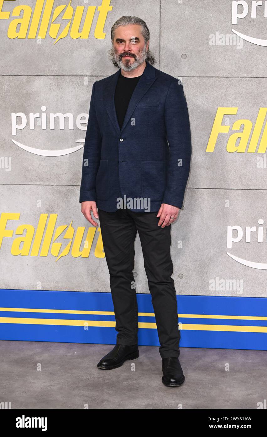London, UK. April 4th, 2024. Trystan Gravelle arriving at the Fallout ...