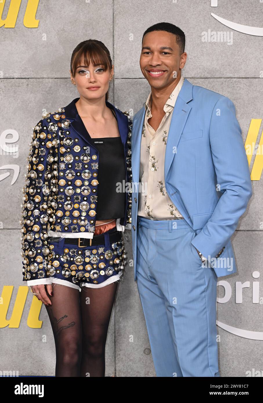 London, UK. April 4th, 2024. Ella Purnell and Aaron Moten arriving at ...