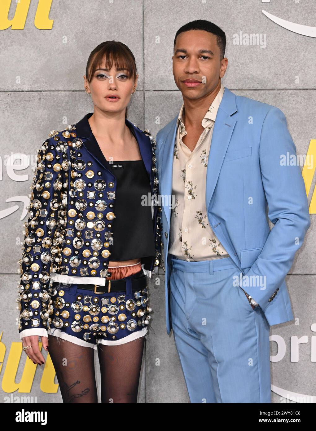 London, UK. April 4th, 2024. Ella Purnell and Aaron Moten arriving at ...