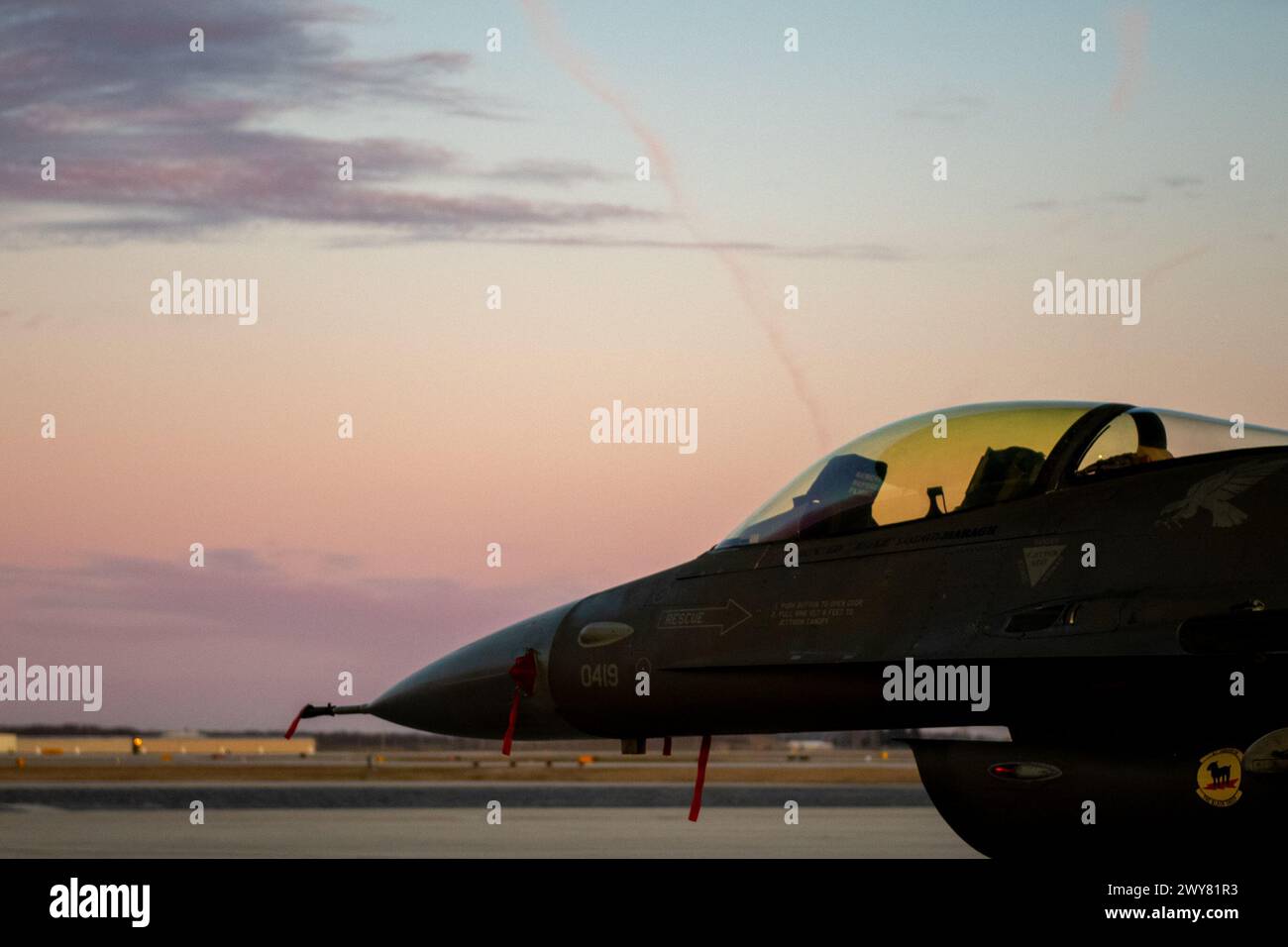 An F-16 Fighting Falcon aircraft, assigned to the 122nd Fighter Wing ...