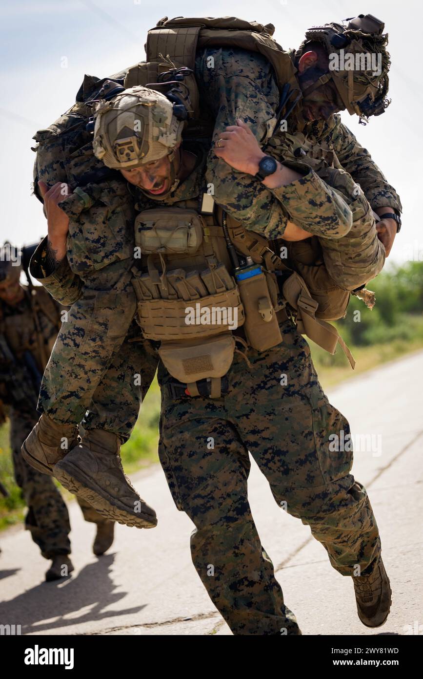 U.S. Marine Corps Sgt. Wyatt Miller, a squad leader with Fox Company ...