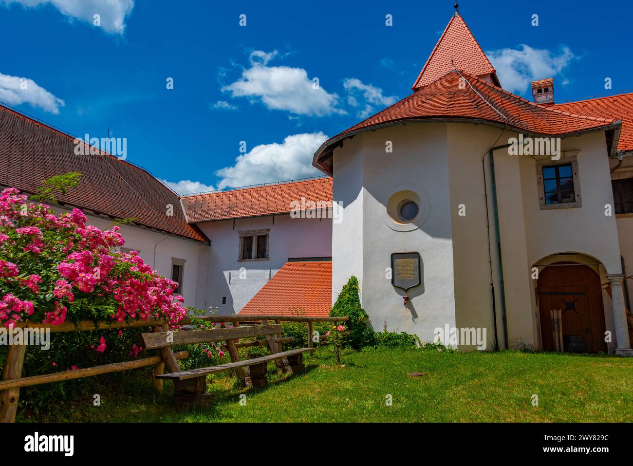 Courtyard of Turjak castle in Slovenia Stock Photo - Alamy