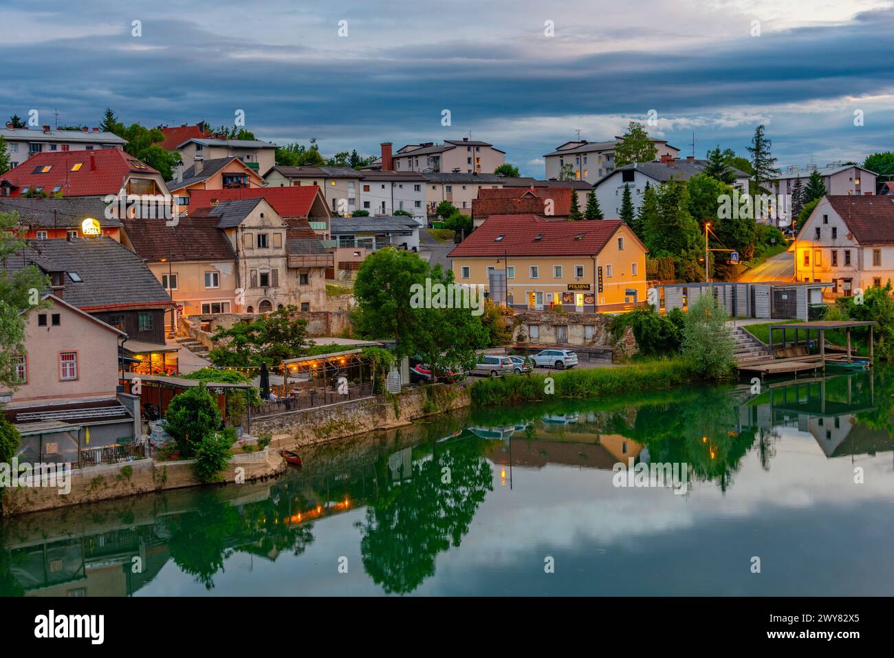 Sunset panorama view of Novo Mesto in Slovenia Stock Photo - Alamy