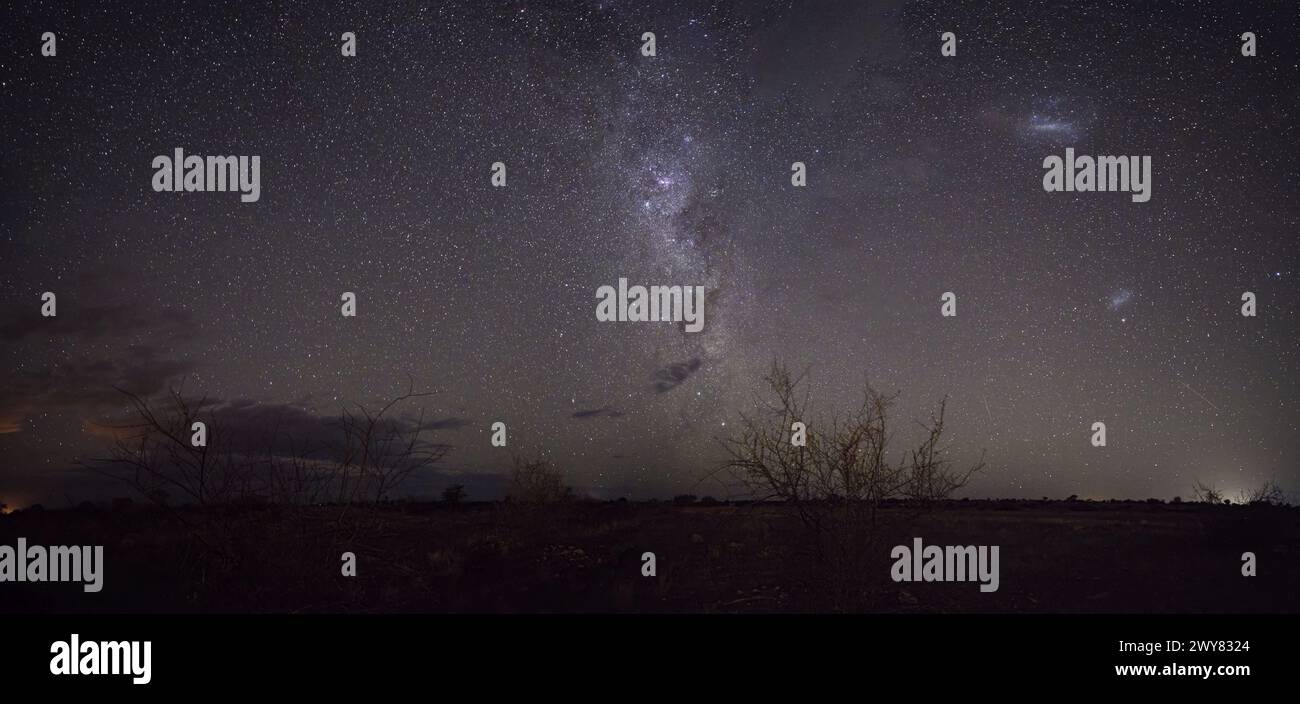 Panoramic image of the starry sky and the Milky Way photographed in the ...