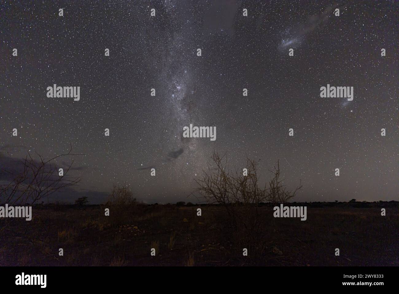 Panoramic image of the starry sky and the Milky Way photographed in the ...