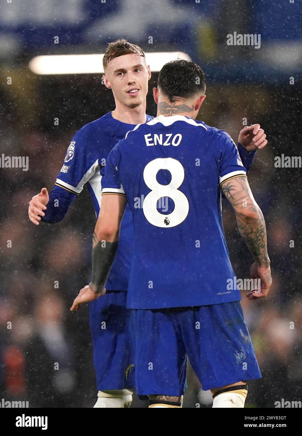 Chelsea's Cole Palmer (left) celebrates with Benoit Enzo Fernandez ...