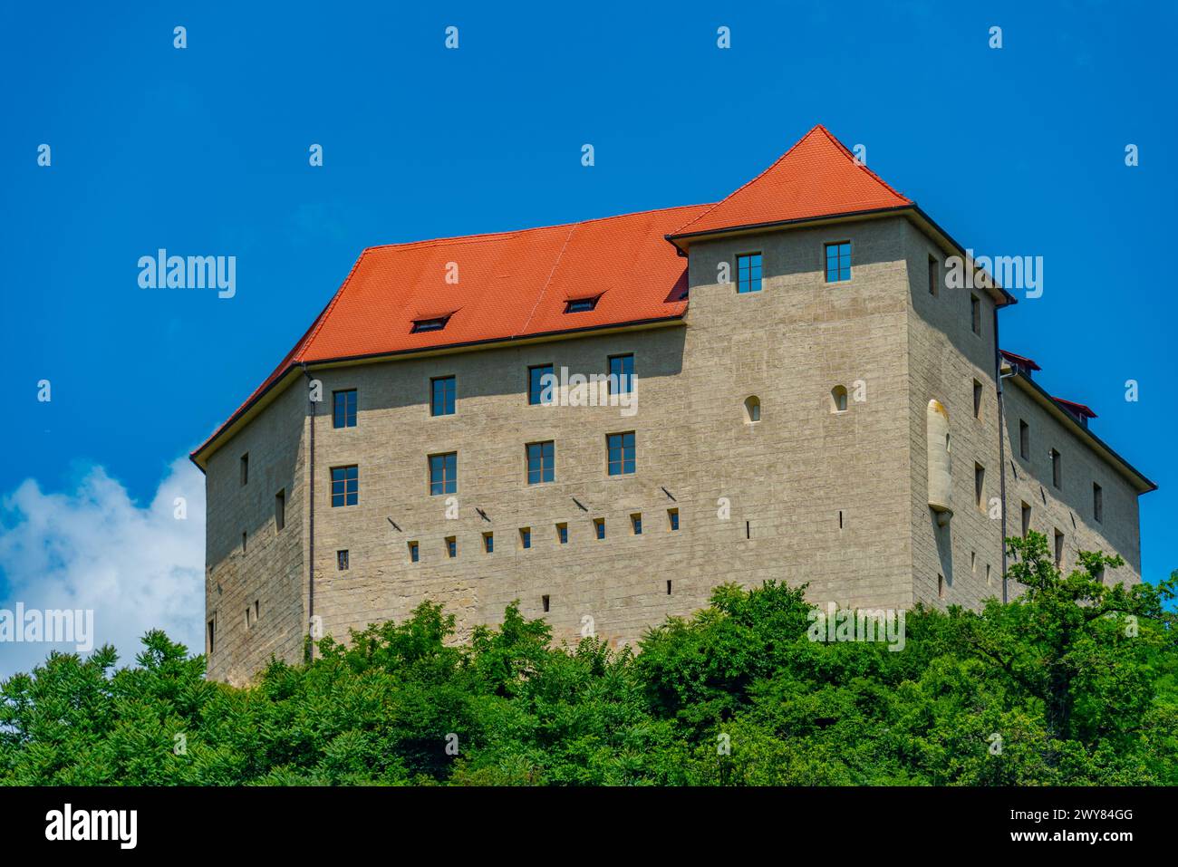 Rajhenburg castle overlooking Brestanica village and Sava river in ...