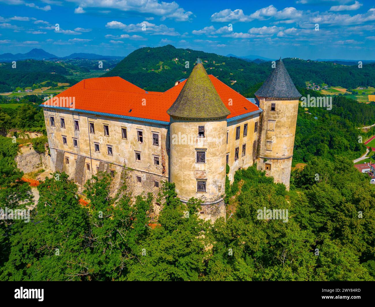 Aerial view of Podcetrtek castle in Slovenia Stock Photo - Alamy