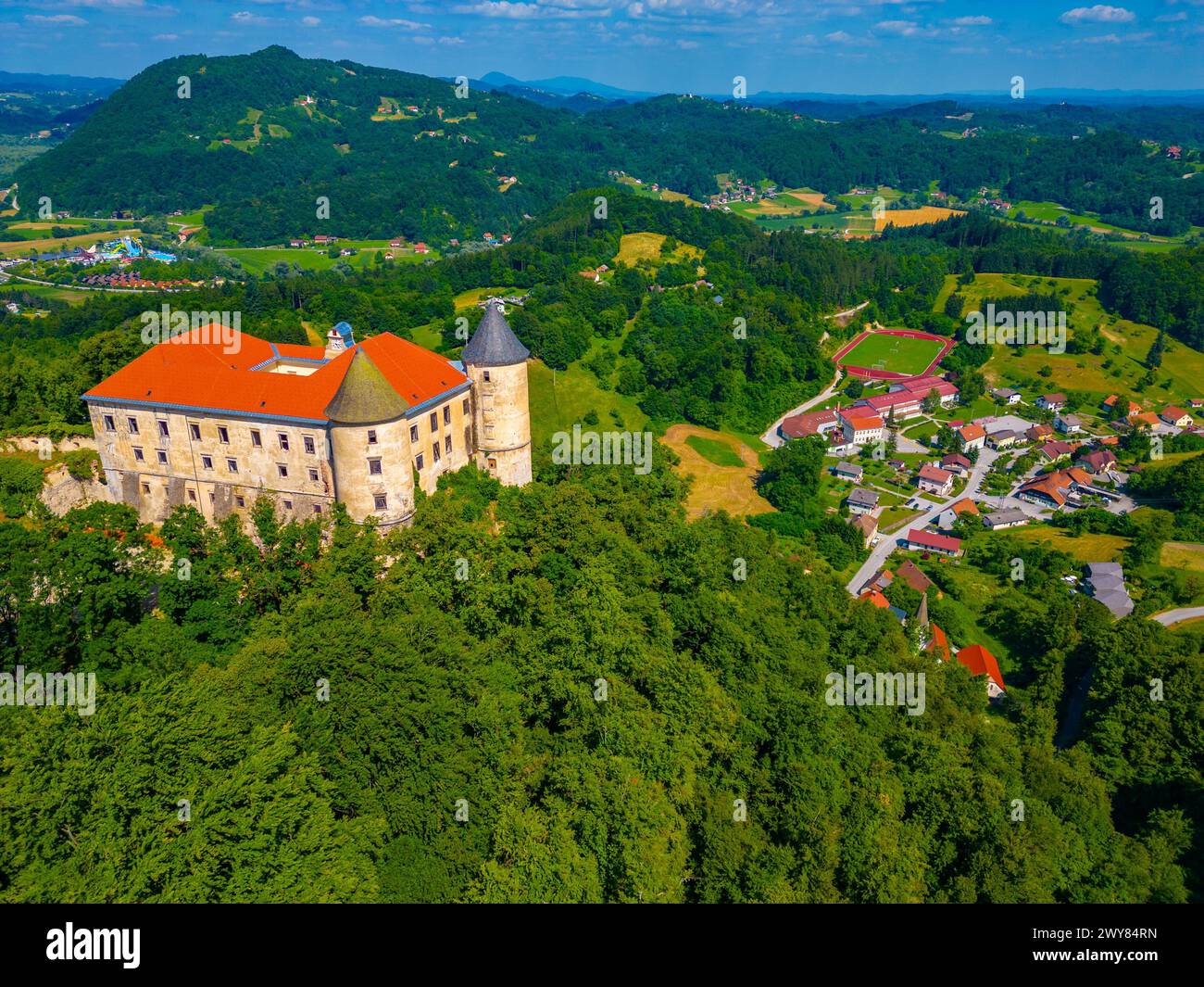 Aerial view of Podcetrtek castle in Slovenia Stock Photo - Alamy