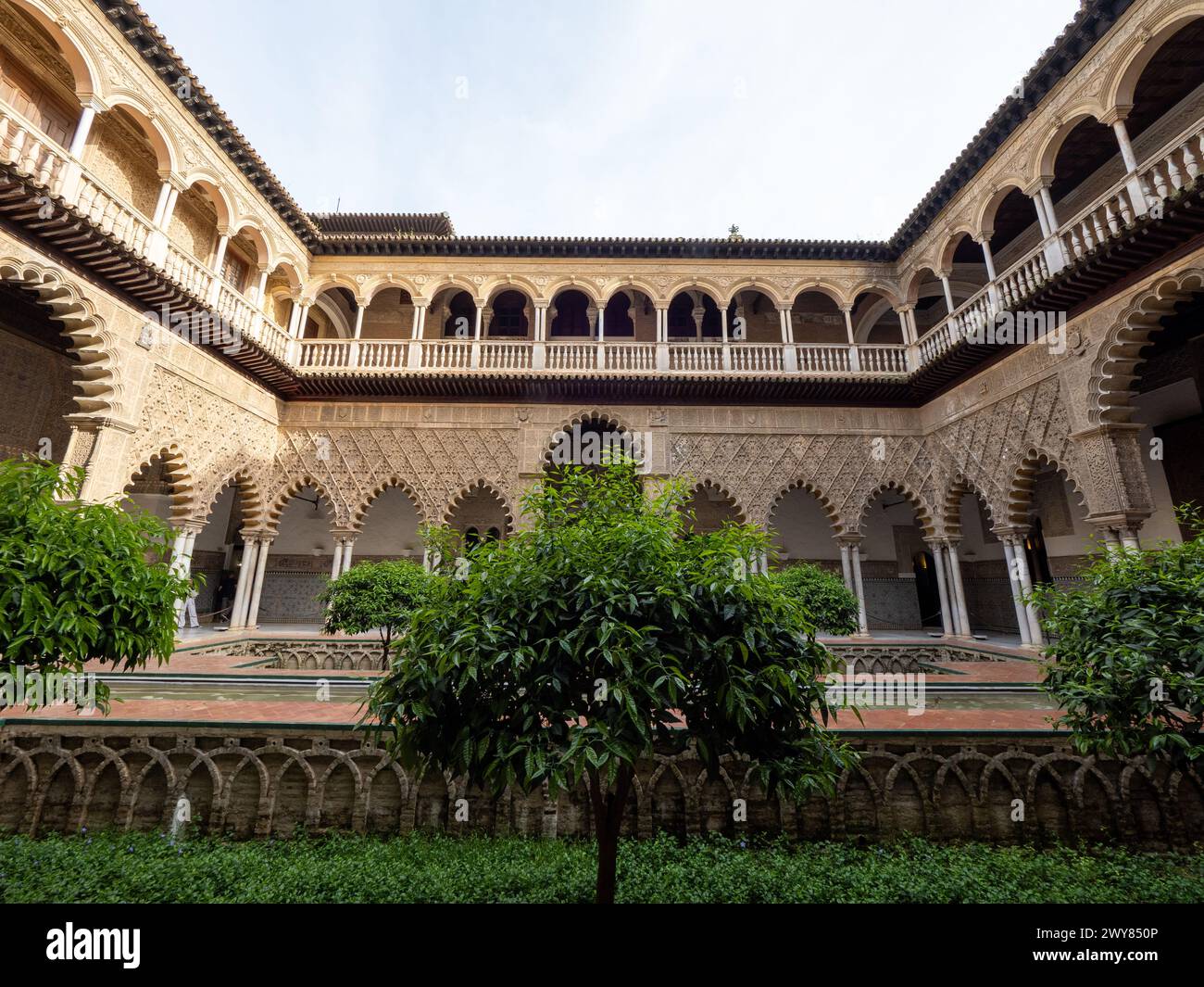 Interior patio of the Real Alcazar de Sevilla (Royal Palace of Seville ...