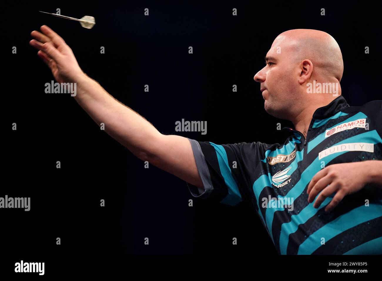 Rob Cross in action on night ten of the 2024 BetMGM Premier League at ...