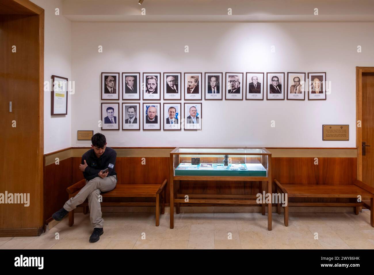 A security guard sits inside the Jewish Agency for Israel which is the ...