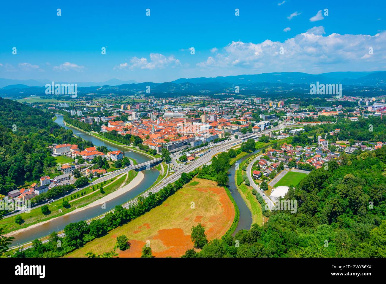 Aerial view of Slovenian town Celje Stock Photo - Alamy