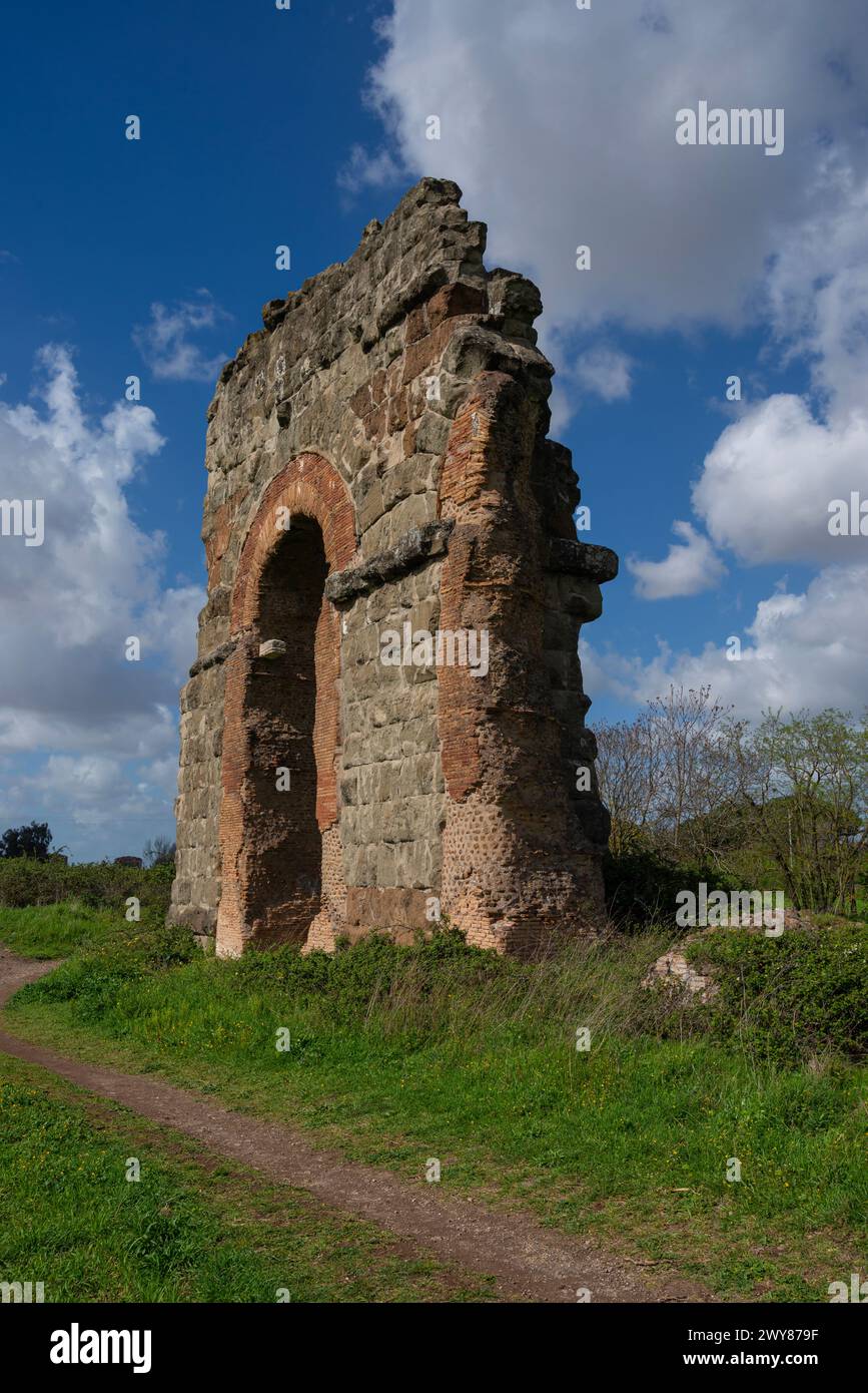 Ruins of the ancient Acqua Claudia aqueduct at Parco degli Acquedotti ...