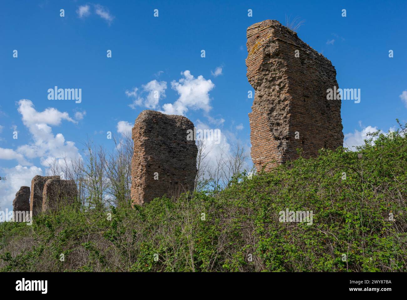 Ruins of the ancient Acqua Claudia aqueduct at Parco degli Acquedotti ...