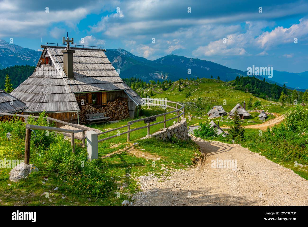 Wooden huts at Velika Planina mountains in Slovenia Stock Photo - Alamy