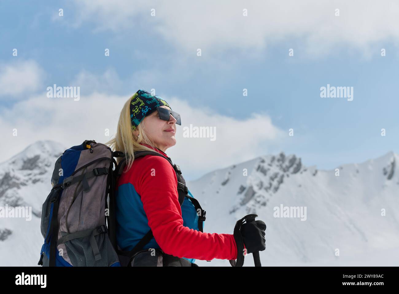 Female mountaineer ascends alps hi-res stock photography and images - Alamy