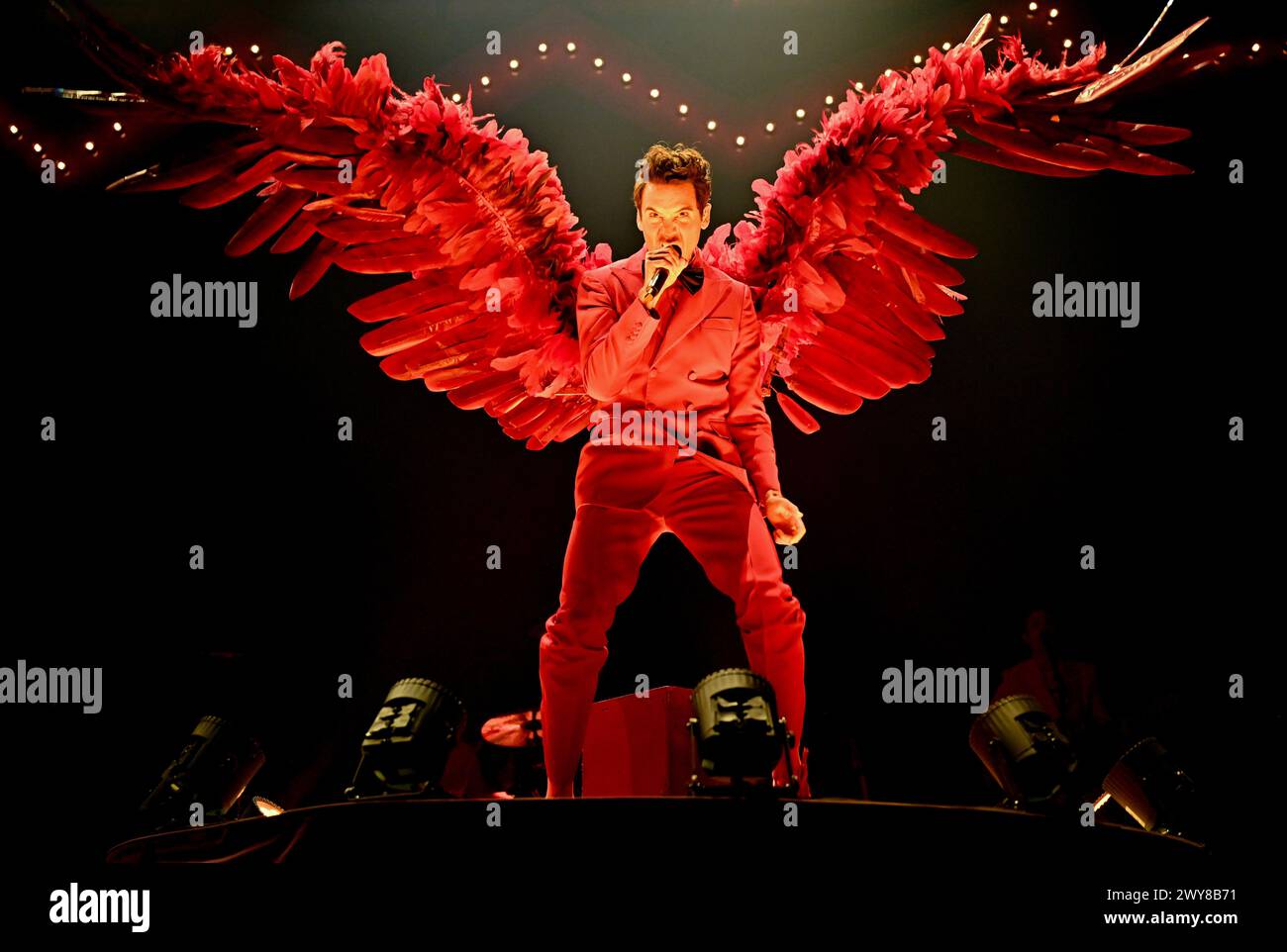 Brighton, UK, 04 April 2024. Mika performs on the first night of his ...